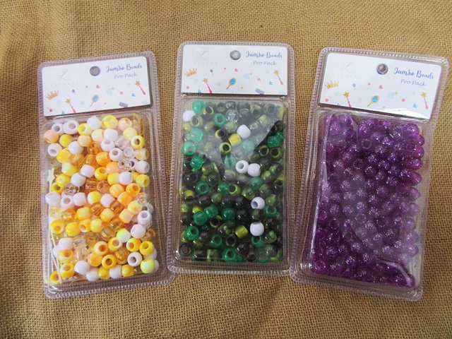 6Sheet x 180Pcs Pony Beads Hair Beads 12mm Dia Retail Pack Mixed [be-p ...