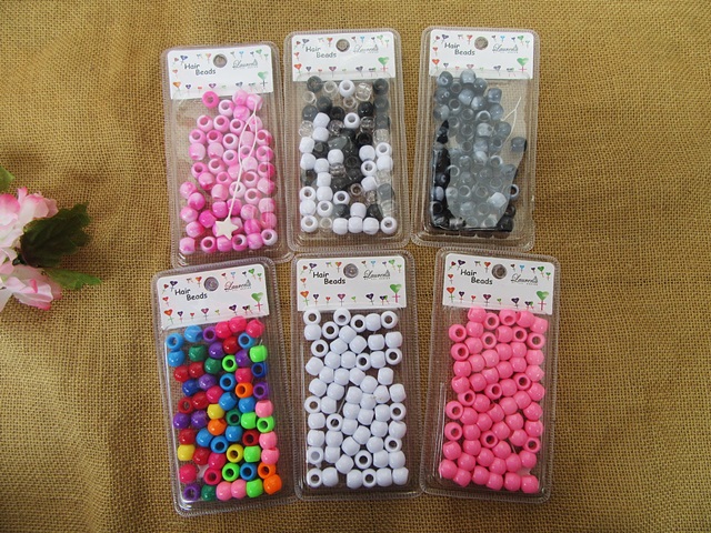 12Sheet x 50Pcs Pony Beads Hair Beads 12mm Dia Retail Pack Mixed [be-p ...