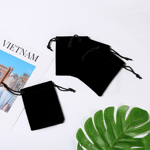 100Pcs Black Velvet Drawstring Gift Jewelry Pouches 7x5cm 100Pcs Black ...